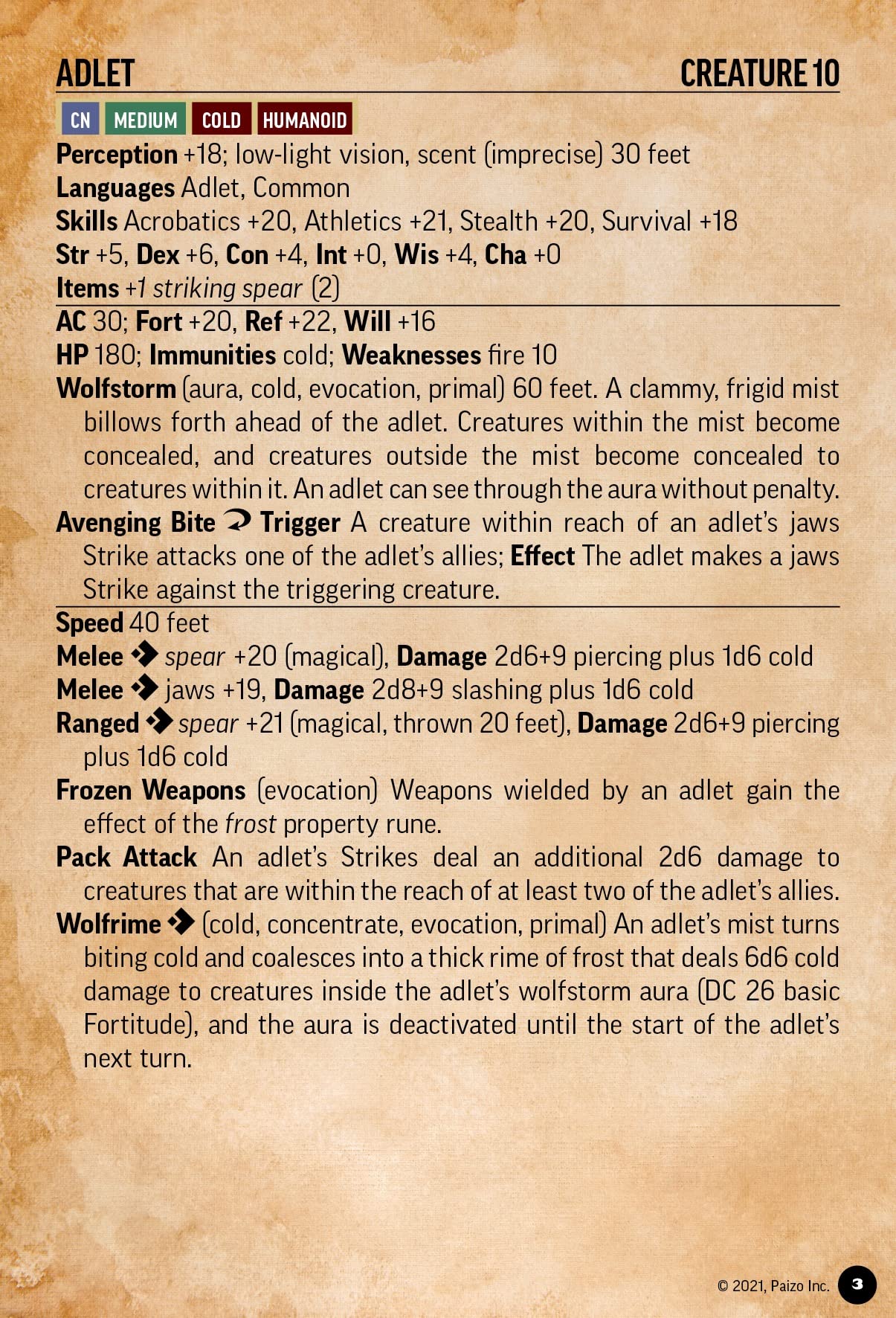 Pathfinder Bestiary 3 Battle Cards (P2)