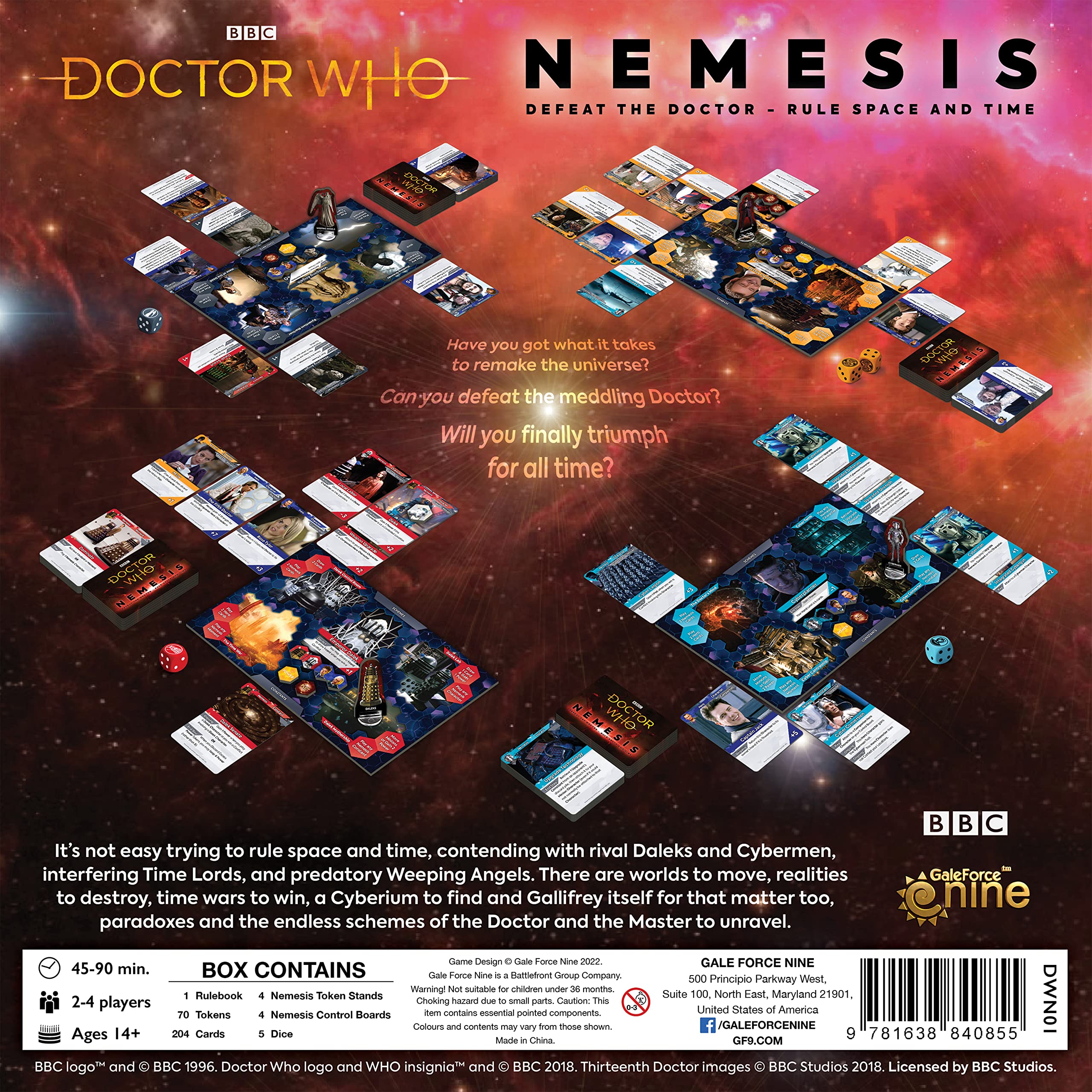 Gale Force Nine Doctor Who: Nemesis - Board Game, Gale Force Nine, Ages 14+, 2-4 Players, 45-90 Min