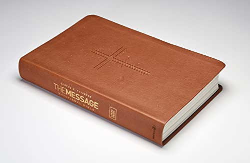 The Message Devotional Bible, Large Print (Leather-Look, Brown): Featuring Notes and Reflections from Eugene H. Peterson