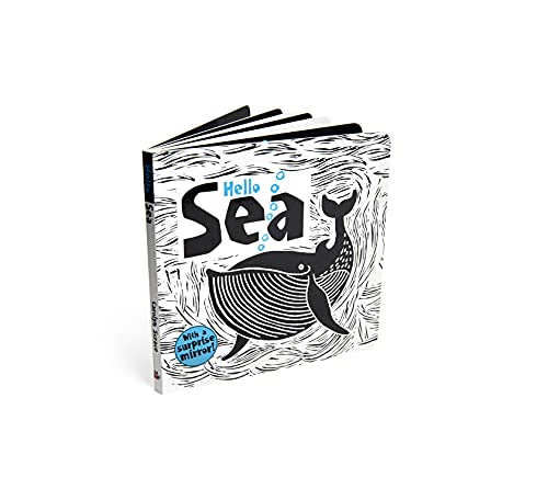 Hello Sea (Happy Fox Books) Baby's First Book, with High-Contrast Ocean Animals like an Octopus, Whale, Turtle, Seahorse, Crab, Fish, Starfish, Walrus, Shark, and Jellyfish, plus a Surprise Mirror