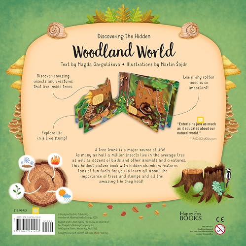 Discovering the Hidden Woodland World (Happy Fox Books) Board Book for Kids Ages 3-6 Explores into a Forest of Trees with Every Turn of the Page, plus Fun Facts and Vocabulary Words (Peek Inside)