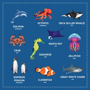 My Sticker Paintings: Ocean Animals: 10 Magnificent Paintings (Happy Fox Books) For Kids 6-10 - Jellyfish, Dolphins, Penguins, Sharks, and More, with 30 to 140 Removable, Reusable Stickers per Design