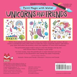 Easy and Fun Paint Magic with Water: Unicorns and Friends (Happy Fox Books) Paintbrush Included - Mess-Free Painting for Kids Ages 4-6 to Create Unicorns in Space, Over Rainbows, and More