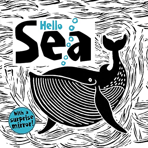 Hello Sea (Happy Fox Books) Baby's First Book, with High-Contrast Ocean Animals like an Octopus, Whale, Turtle, Seahorse, Crab, Fish, Starfish, Walrus, Shark, and Jellyfish, plus a Surprise Mirror