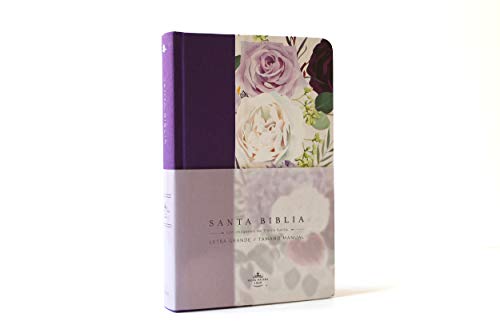 Biblia RVR1960 Tapa dura y tela morada con flores tamaño manual / Spanish Bible RVR 1960 Handy Size Large Print Hardcover Cloth with Purple Floral