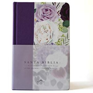 Biblia RVR1960 Tapa dura y tela morada con flores tamaño manual / Spanish Bible RVR 1960 Handy Size Large Print Hardcover Cloth with Purple Floral