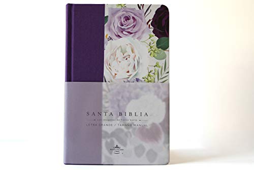 Biblia RVR1960 Tapa dura y tela morada con flores tamaño manual / Spanish Bible RVR 1960 Handy Size Large Print Hardcover Cloth with Purple Floral