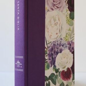 Biblia RVR1960 Tapa dura y tela morada con flores tamaño manual / Spanish Bible RVR 1960 Handy Size Large Print Hardcover Cloth with Purple Floral