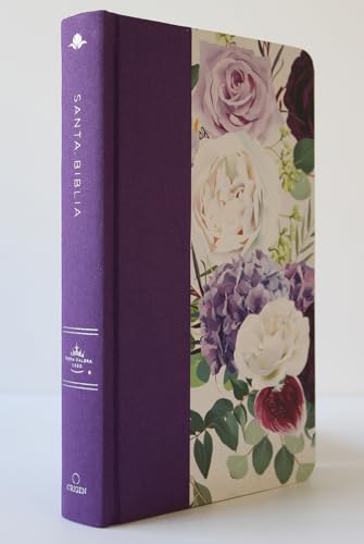 Biblia RVR1960 Tapa dura y tela morada con flores tamaño manual / Spanish Bible RVR 1960 Handy Size Large Print Hardcover Cloth with Purple Floral