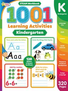 1001 steam kindergarten activity workbook: practice sight words, phonics, numbers, math, art, and more | reading and writing skills - 320 pages (ages 4 and up) (1001 activity books)