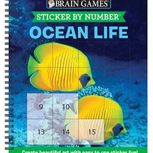 Brain Games - Sticker by Number: Ocean Life (Easy - Square Stickers): Create Beautiful Art With Easy to Use Sticker Fun!