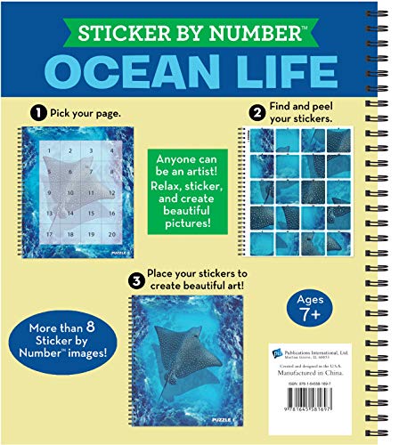 Brain Games - Sticker by Number: Ocean Life (Easy - Square Stickers): Create Beautiful Art With Easy to Use Sticker Fun!