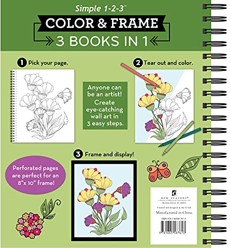 Color & Frame - 3 Books In 1 - Flowers, Deserts, Oceans (Adult Coloring Book)