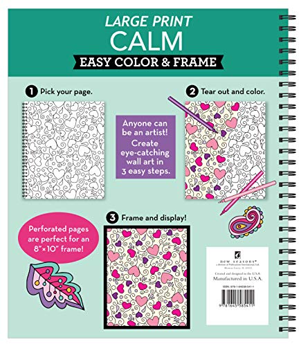 Large Print Easy Color & Frame - Calm (Stress Free Coloring Book)