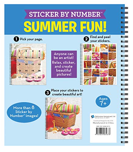 Brain Games - Sticker by Number: Summer Fun! (Easy - Square Stickers): Create Beautiful Art With Easy to Use Sticker Fun!