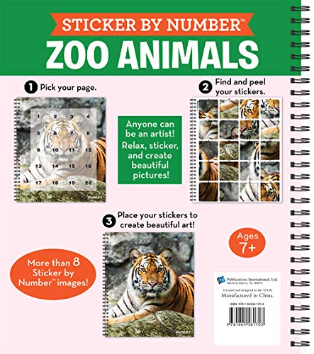 Brain Games - Sticker by Number: Zoo Animals (Easy - Square Stickers): Create Beautiful Art With Easy to Use Sticker Fun!