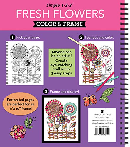 Color & Frame - Fresh Flowers (Adult Coloring Book)