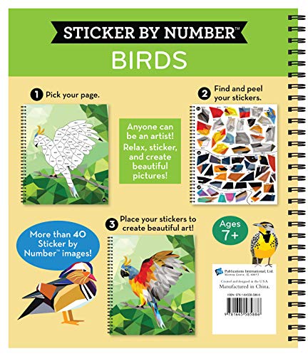 Brain Games - Sticker by Number: Birds (42 Images to Sticker)