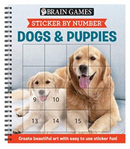 brain games - sticker by number: dogs & puppies (easy - square stickers): create beautiful art with easy to use sticker fun!