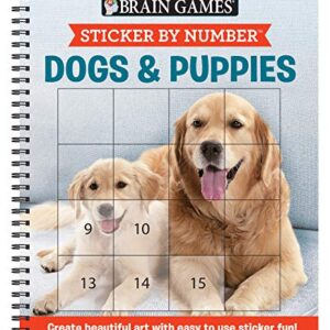 Brain Games - Sticker by Number: Dogs & Puppies (Easy - Square Stickers): Create Beautiful Art With Easy to Use Sticker Fun!