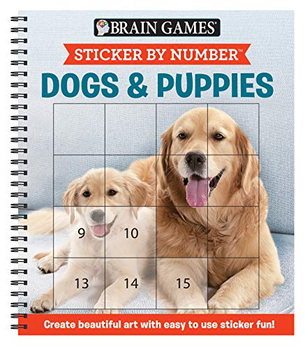 Brain Games - Sticker by Number: Dogs & Puppies (Easy - Square Stickers): Create Beautiful Art With Easy to Use Sticker Fun!