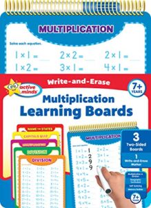 active minds - write-and-erase - wipe clean learning boards ages 7+ - multiplication, division, usa states and capitals