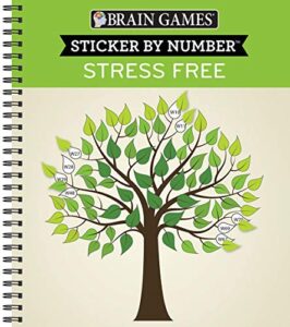 brain games - sticker by number: stress free (28 images to sticker)