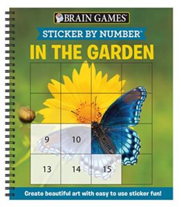 brain games - sticker by number: in the garden (easy - square stickers): create beautiful art with easy to use sticker fun!