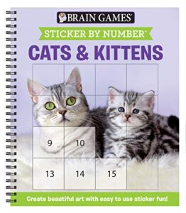 brain games - sticker by number: cats & kittens (easy - square stickers): create beautiful art with easy to use sticker fun!