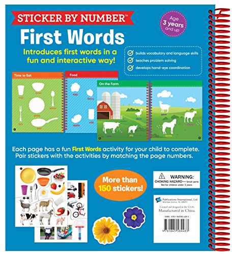 Brain Games - Sticker by Number: First Words (Ages 3 to 6): A Kid's Sticker Activity Book With More Than 150 Stickers!