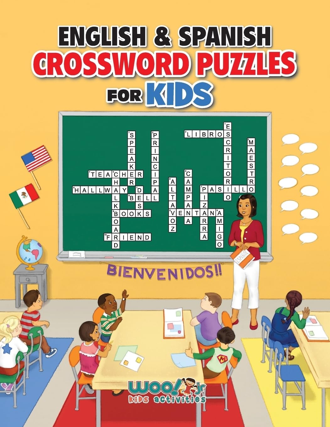 English and Spanish Crossword Puzzles for Kids: Teach English and Spanish With Dual Language Word Puzzles (Learn English or learn Spanish and have fun too) (Woo! Jr. Kids Activities Books)