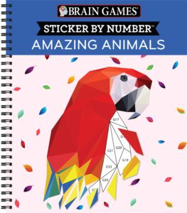 brain games - sticker by number: amazing animals