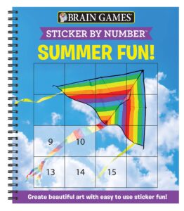 brain games - sticker by number: summer fun! (easy - square stickers): create beautiful art with easy to use sticker fun!