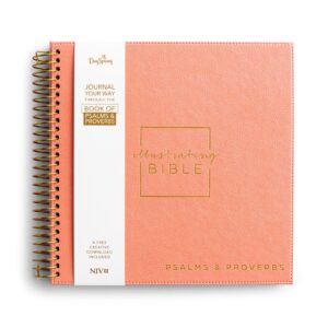 Illustrating Bible NIV: Books of Psalms & Proverbs - Spiral Bound Bible Journal, Coral