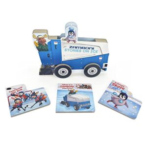 Zamboni Stories on Ice- Wheeled Board Book Set, 3-Book Gift Set With Rolling Truck Slipcase for Toddlers Ages 1-5 (Roll & Play Stories)