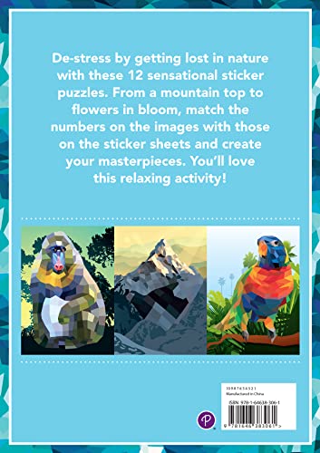 Sticker by Number Nature - 12 Designs Including Mountains, Waves, Flowers, Fish, Frogs, Birds, Dragonfly & More