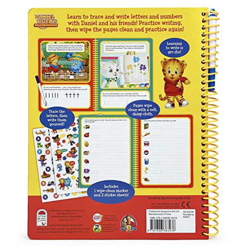 ​Daniel Tiger's Neighborhood Wipe Clean Writing & Tracing Workbook Skills for Preschool Kids Ages 3 - 5: Practice Pen Control, ABC's, Numbers, Handwriting, Wipe Off Pen Included