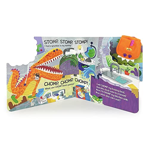 Chomp Chomp Dino Finger Puppet Board Book Ages 2-5; Includes Detachable Plush Finger Puppet For Playtime