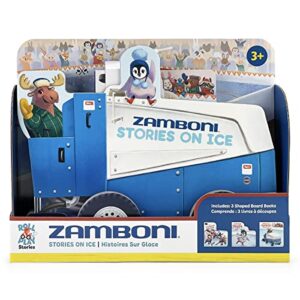 zamboni stories on ice- wheeled board book set, 3-book gift set with rolling truck slipcase for toddlers ages 1-5 (roll & play stories)