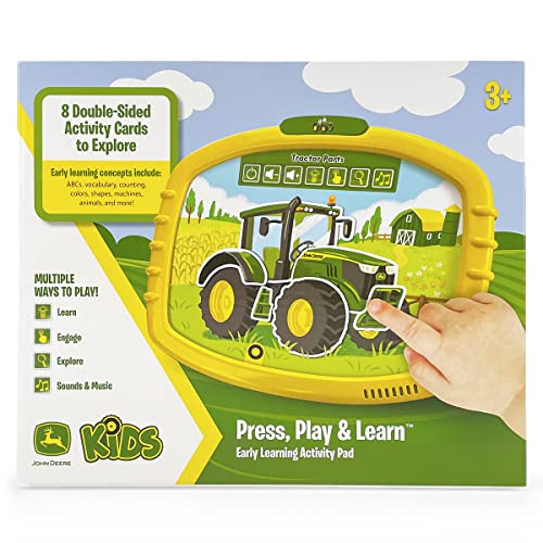 John Deere Kids Early Learning Activity Tablet - Read, Play, Press & Learn Electronic Activity Pad Reader With Removable Cards for Toddlers, ... & Answer Activity Desk (Press, Play & Learn)