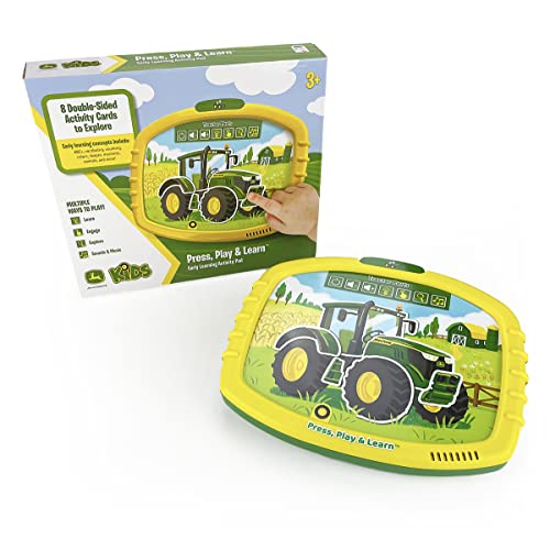 John Deere Kids Early Learning Activity Tablet - Read, Play, Press & Learn Electronic Activity Pad Reader With Removable Cards for Toddlers, ... & Answer Activity Desk (Press, Play & Learn)