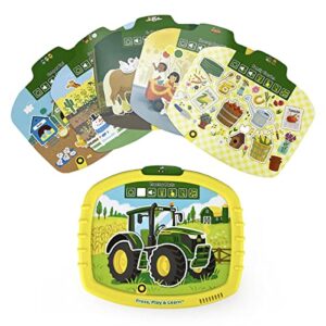 john deere kids early learning activity tablet - read, play, press & learn electronic activity pad reader with removable cards for toddlers, ... & answer activity desk (press, play & learn)