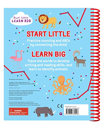 Wipe Clean Dot to Dot Animal Book For Kids 3 - 5 (Start Little Learn Big Series)