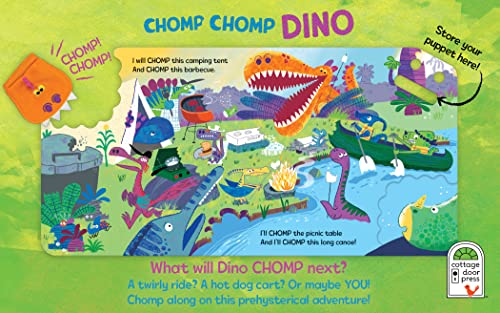 Chomp Chomp Dino Finger Puppet Board Book Ages 2-5; Includes Detachable Plush Finger Puppet For Playtime