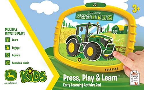 John Deere Kids Early Learning Activity Tablet - Read, Play, Press & Learn Electronic Activity Pad Reader With Removable Cards for Toddlers, ... & Answer Activity Desk (Press, Play & Learn)