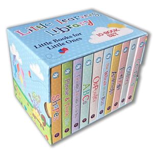 little learners 10 board book library set includes counting, colors, feelings, animals, the wheels on the bus, opposites, abcs, twinkle twinkle little star, please & thank you, and shapes