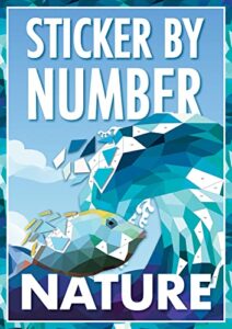 sticker by number nature - 12 designs including mountains, waves, flowers, fish, frogs, birds, dragonfly & more