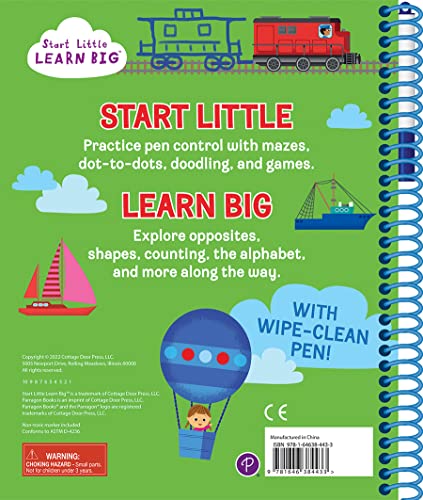 Wipe Clean Preschool Activity Book for Kids Ages 3 to 5: ABCs, Counting, Opposites, Shapes, Tracing, Pen Control and More (Start Little Learn Big Series)