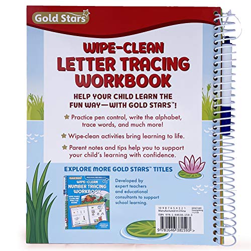 Wipe Clean Letter Tracing Workbook for Preschool Kids Ages 3-5: Practice Pen Control, the Alphabet, Handwriting, Wipe Off Pen Included (Gold Star Series)