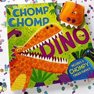 Chomp Chomp Dino Finger Puppet Board Book Ages 2-5; Includes Detachable Plush Finger Puppet For Playtime